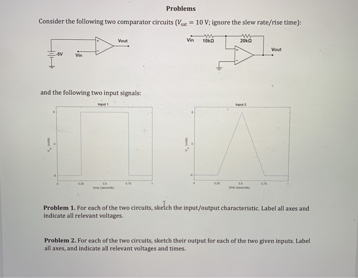 Solved Problems Consider the following two comparator | Chegg.com
