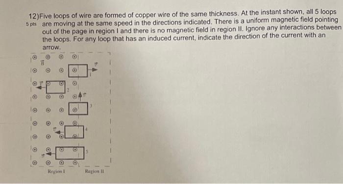 Solved 12) Five loops of wire are formed of copper wire of | Chegg.com