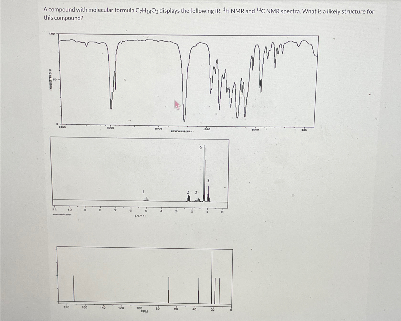 A compound with molecular formula C7H14O2 ﻿displays | Chegg.com