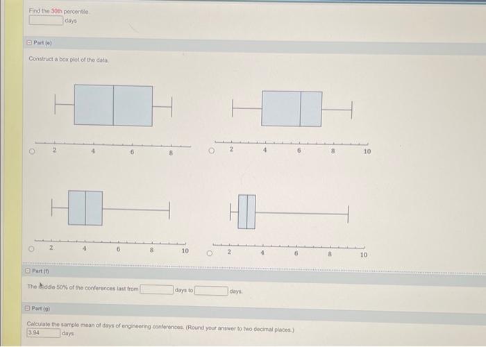 Solved E) trn(8)Construct a box plot of the dada Part in The | Chegg.com