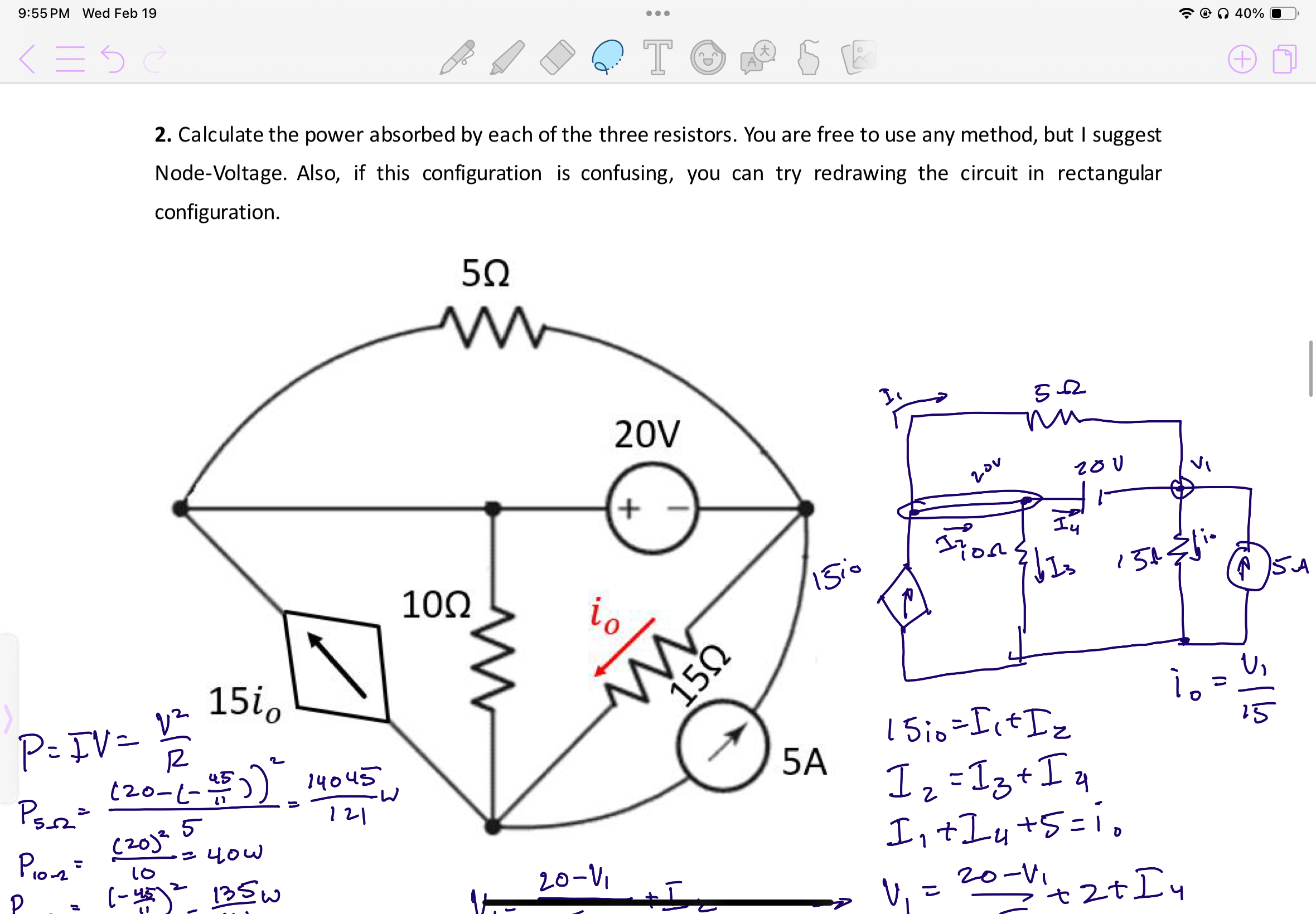 Solved 2. ﻿Calculate the power absorbed by each of the three | Chegg.com