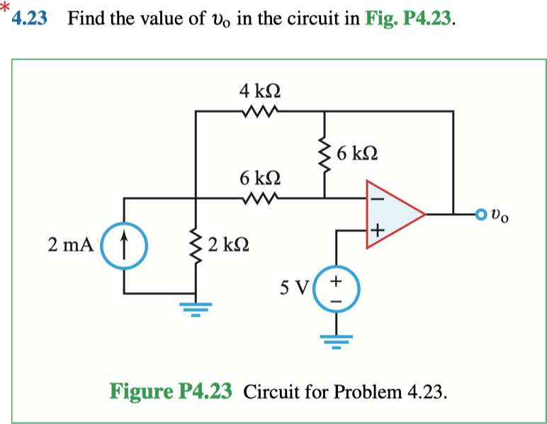Solved 4.23 ﻿Find the value of v0 ﻿in the circuit in Fig. | Chegg.com