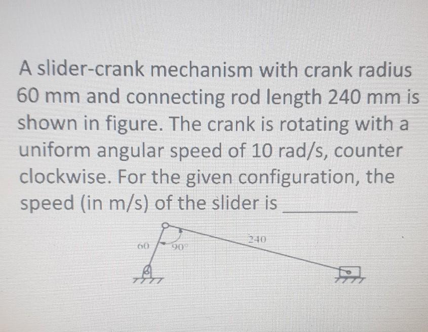 Solved A slider-crank mechanism with crank radius 60 mm and | Chegg.com