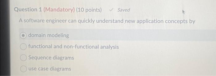 Solved Question 1 (Mandatory) (10 points) Saved A software | Chegg.com