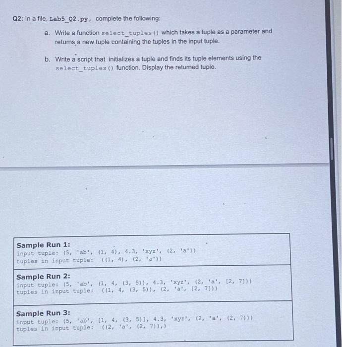 Solved Q2: In a file, Lab5_Q2.py, complete the following: a. | Chegg.com