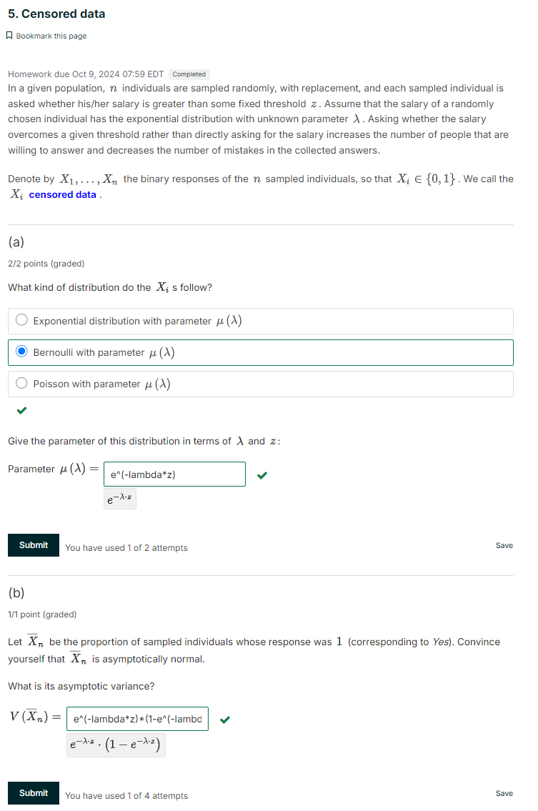 Solved Please solve part e ﻿Censored data口 ﻿Bookmark this | Chegg.com