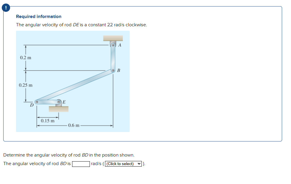 Required informationThe angular velocity of ﻿rod | Chegg.com