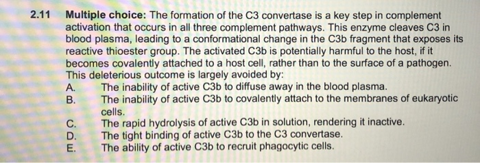 Solved 2.11 Multiple choice: The formation of the C3 | Chegg.com