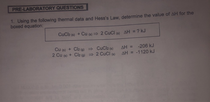 Solved PRE-LABORATORY QUESTIONS 1. Using the following | Chegg.com