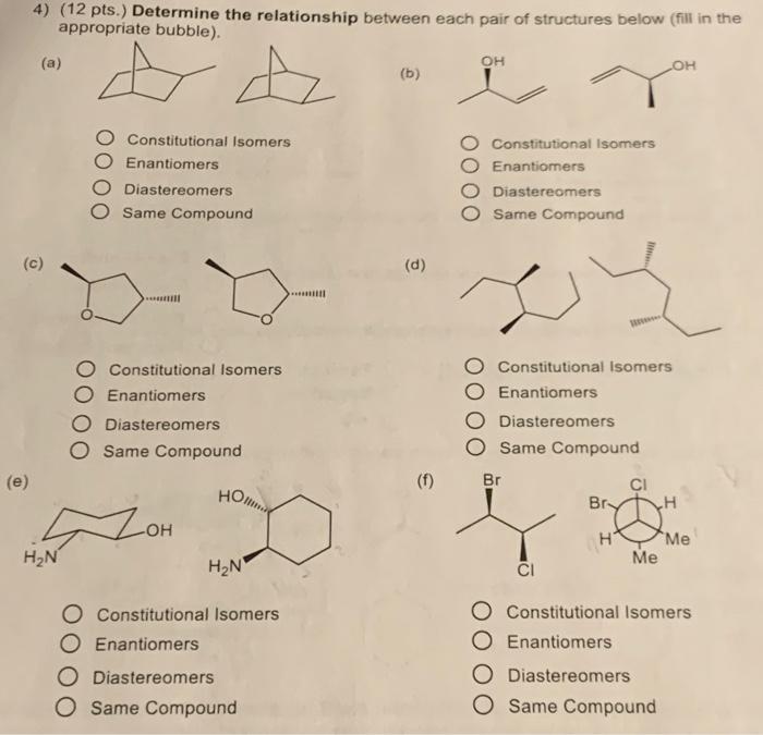 Solved 4) (12 pts.) Determine the relationship between each | Chegg.com