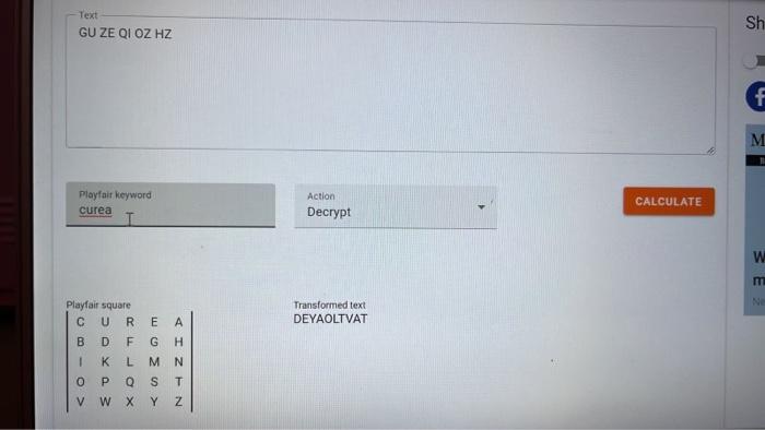 Solved ∣∣ Playfair square B I O V U D K P W R F | Chegg.com