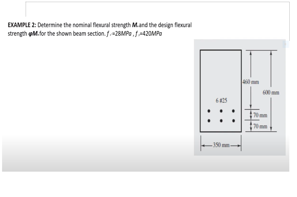 Solved EXAMPLE 2: Determine the nominal flexural strength | Chegg.com