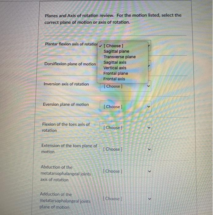 Solved Planes and Axis of rotation review. For the motion | Chegg.com