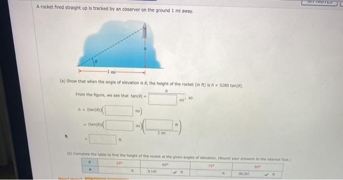 Solved TITL A rocket fired straight up is tracked by an | Chegg.com
