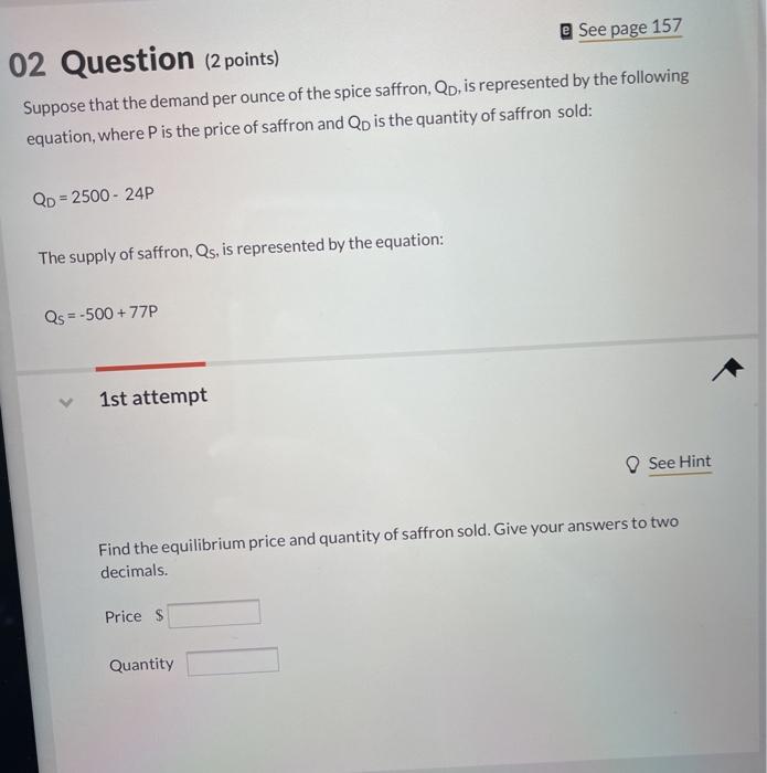 Solved 02 Question (2 points) e See page 157 Suppose that | Chegg.com Solved 02 Question (2 points) e See page 157 Suppose that | Chegg.com