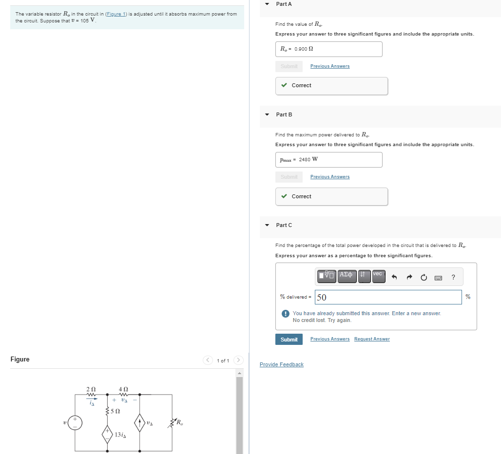 Solved The variable resistor Ro ﻿in the circuit in (Figure | Chegg.com
