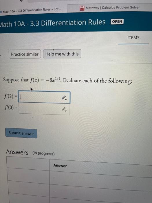 Solved Mathway Calculus Problem Solver Math 10A - 3.3 | Chegg.com