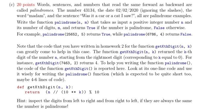 Solved (c) 20 points Words, sentences, and numbers that read | Chegg.com