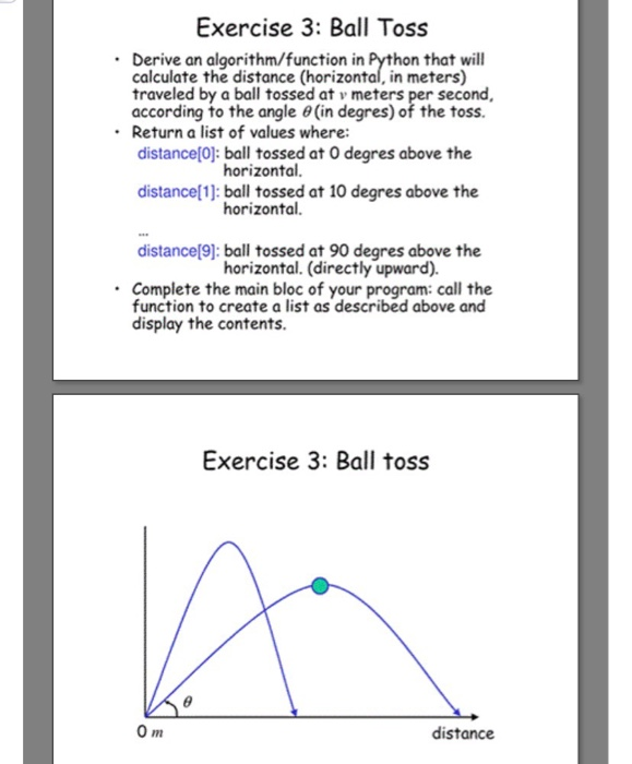 Solved Exercise 3 Ball Toss Derive An Algorithmfunction In 7297
