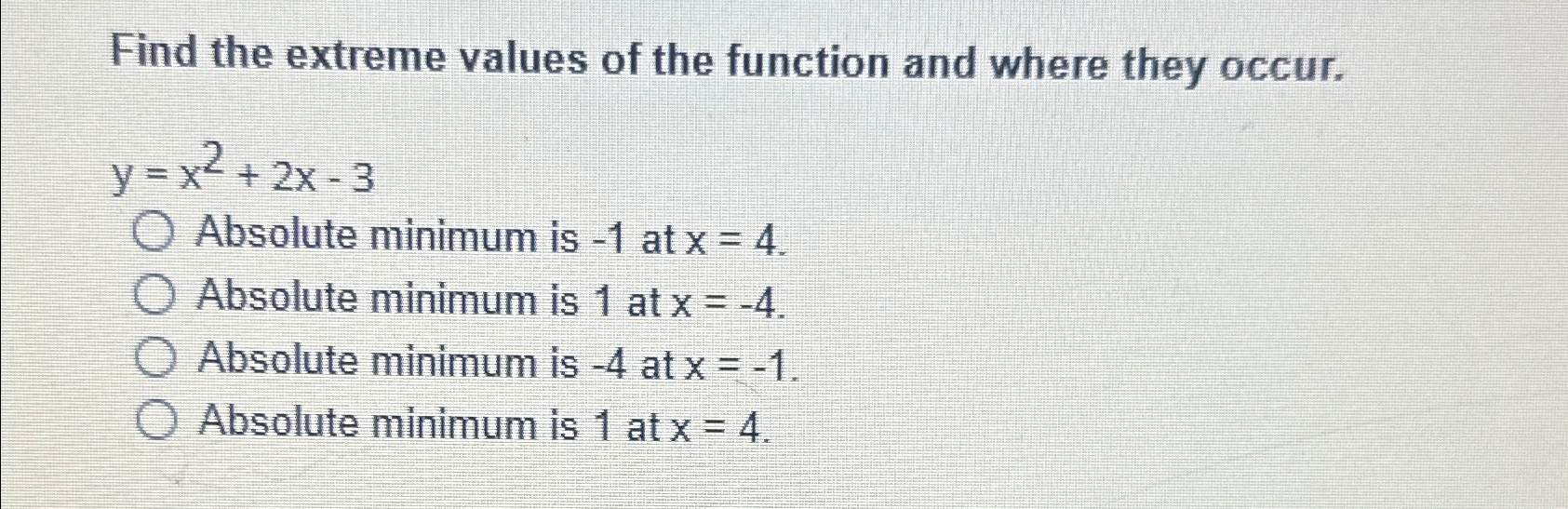 Solved Find the extreme values of the function and where | Chegg.com