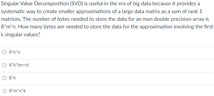 Solved Singular Value Decomposition (SVD) ﻿is useful in the | Chegg.com