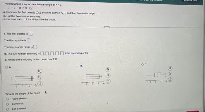 Solved The following is a set of data from a sample of n=5. | Chegg.com