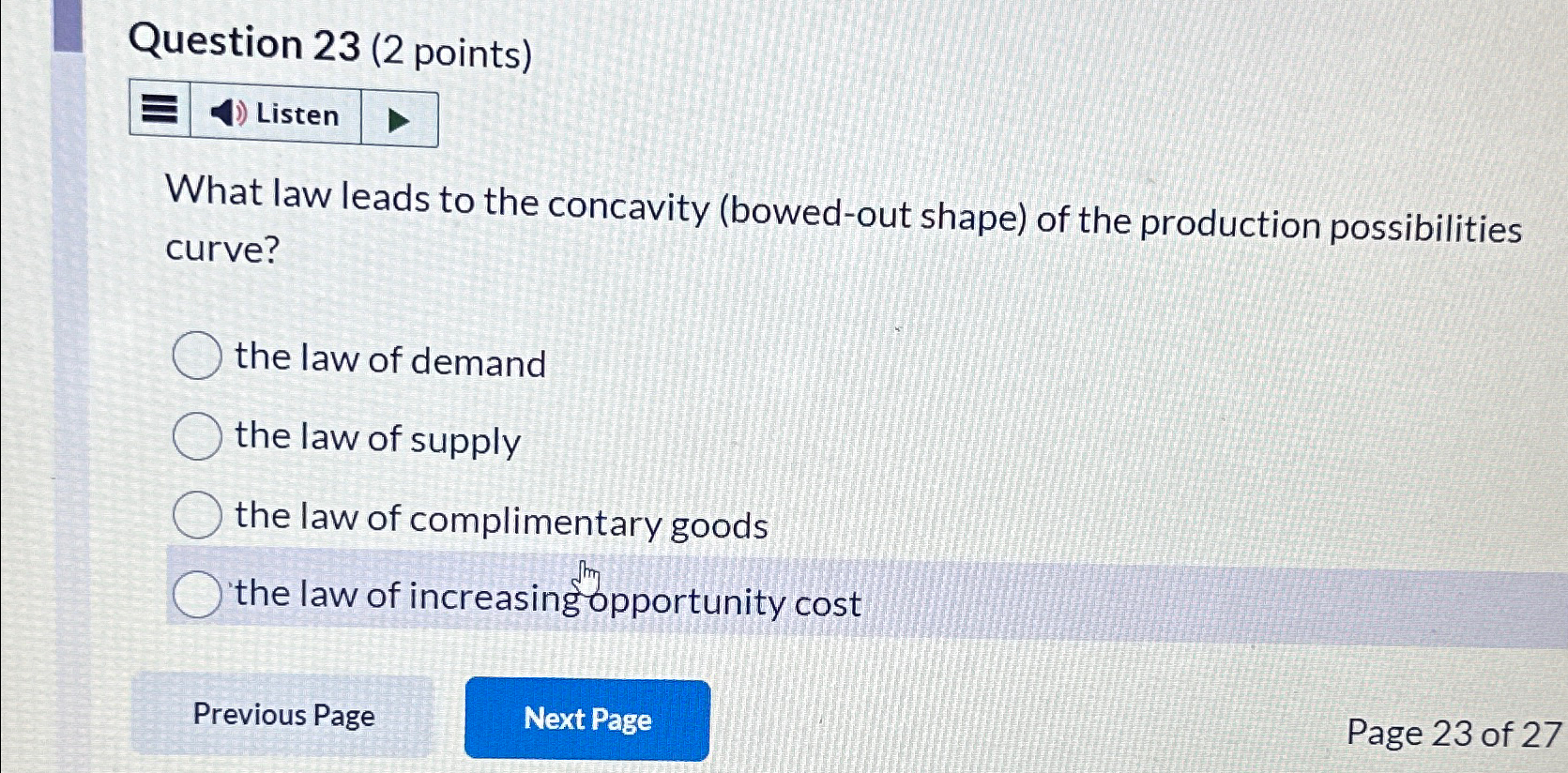 Solved Question 23 (2 ﻿points)ListenWhat law leads to the | Chegg.com