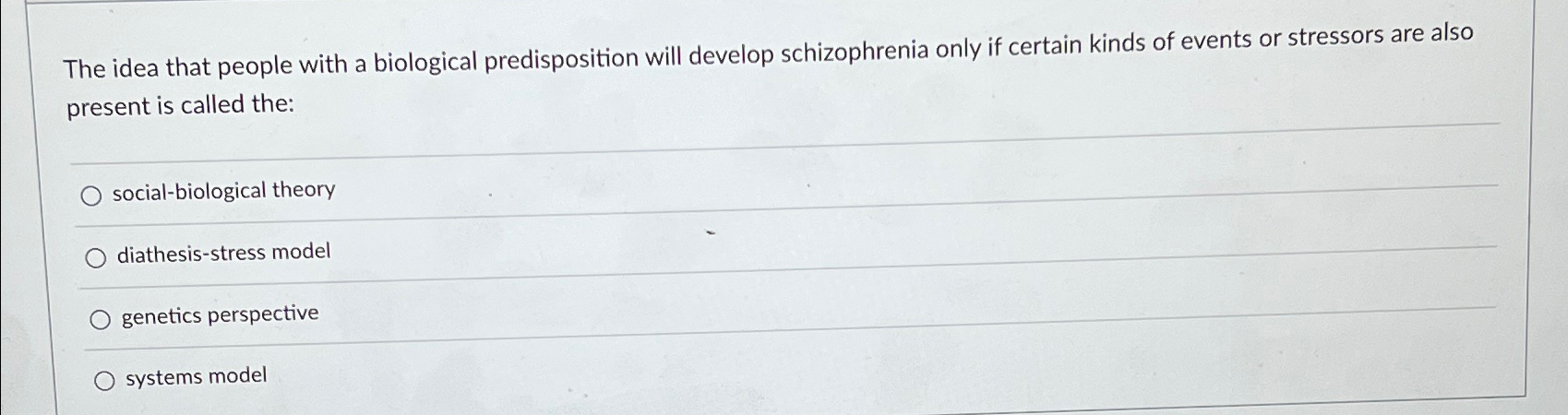Solved The idea that people with a biological predisposition | Chegg.com