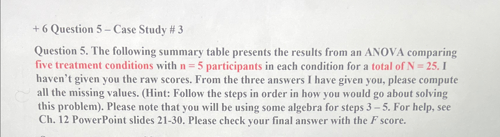 6 ﻿Question 5 - ﻿Case Study # 3Question 5. ﻿The | Chegg.com