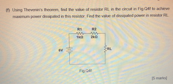 Solved (1) Using Thevenin's theorem, find the value of | Chegg.com