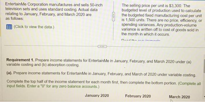 Solved Data table Data table Requirements 1. Prepare | Chegg.com