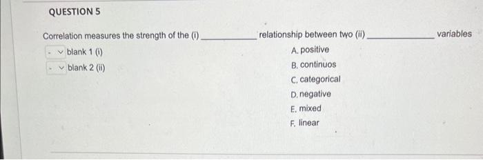 Solved Correlation measures the strength of the (i) | Chegg.com
