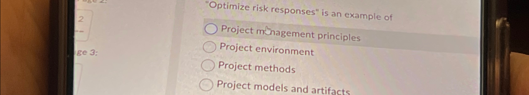Solved "Optimize risk responses" is an example ofProject | Chegg.com