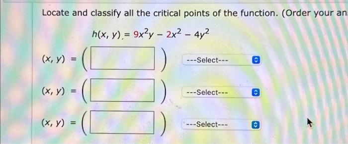 Solved Locate and classify all the critical points of the | Chegg.com