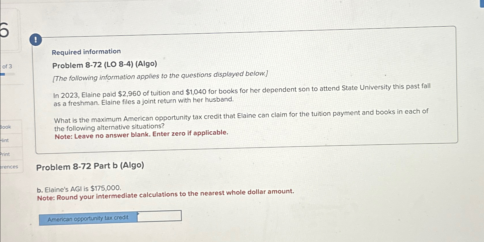 Solved !Required informationProblem 8-72 (LO 8-4) (Algo)[The | Chegg.com