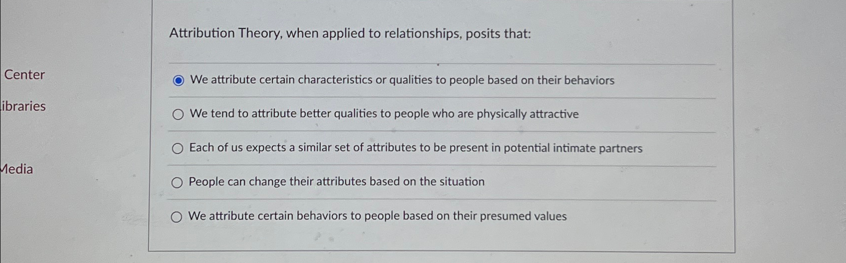 Solved Attribution Theory, when applied to relationships, | Chegg.com