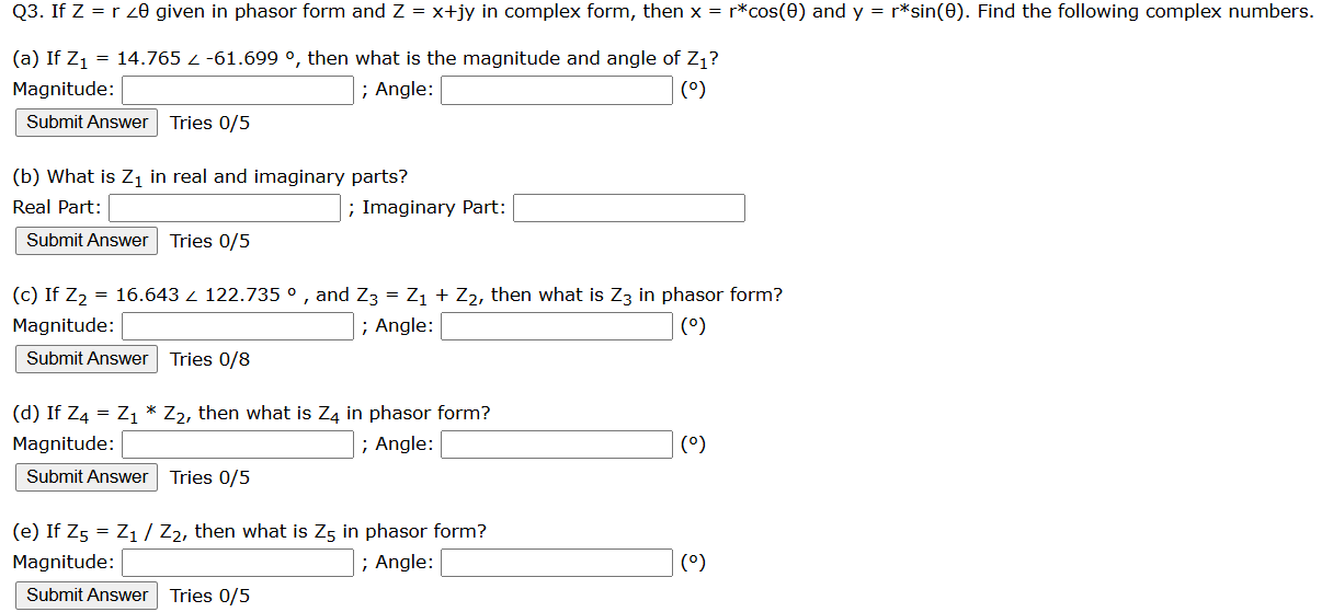 Solved Q3. If Z=r?θ ﻿given in ﻿phasor form and Z=x+jy in | Chegg.com
