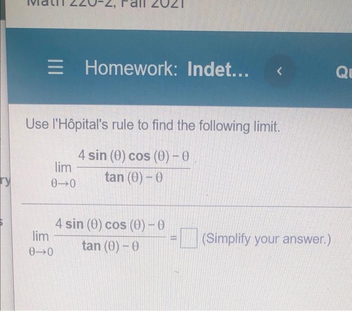 Solved how do you use lhospital's rule to compute this | Chegg.com