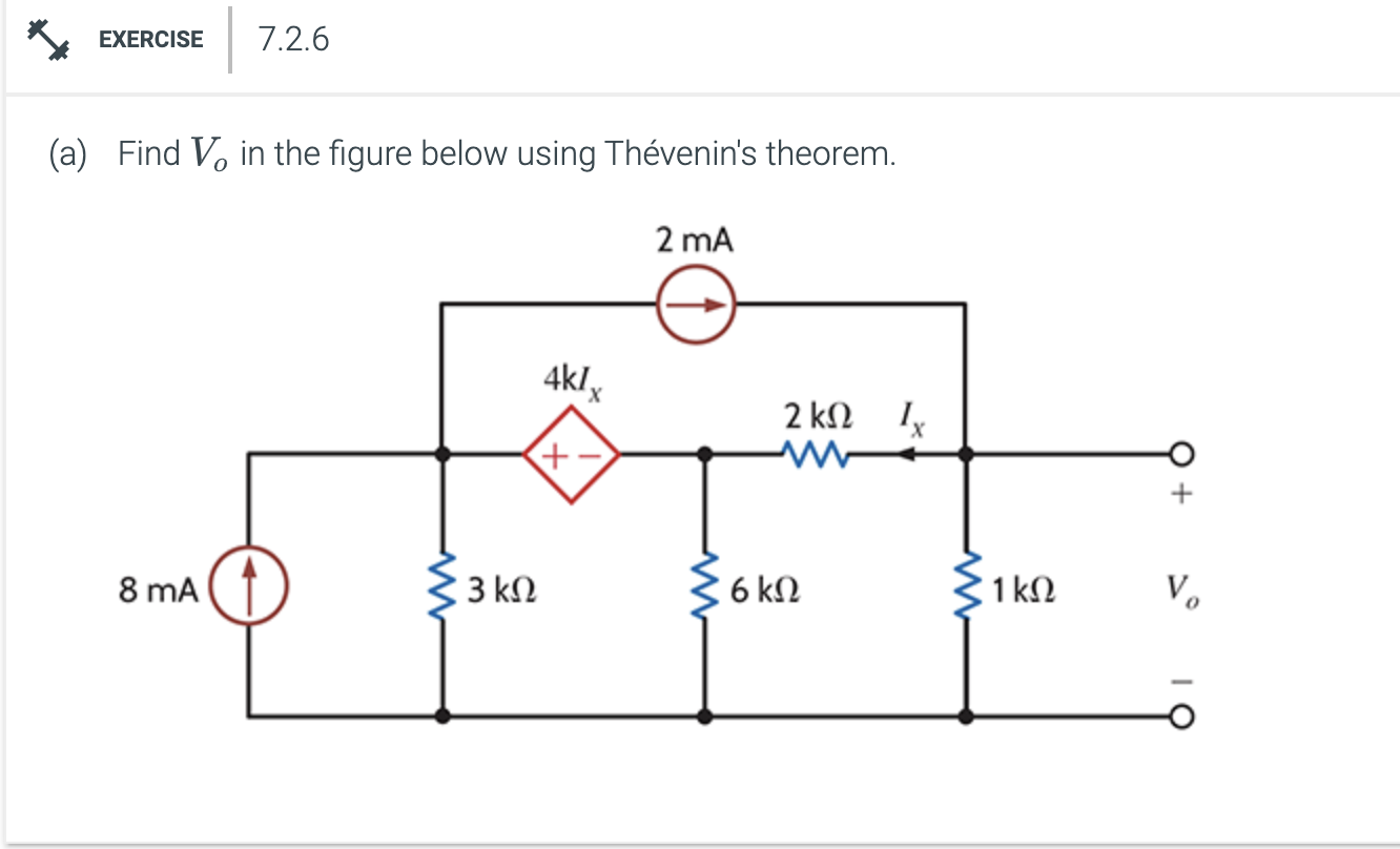 Solved (a) ﻿Find Vo ﻿in the figure below using Thévenin's | Chegg.com