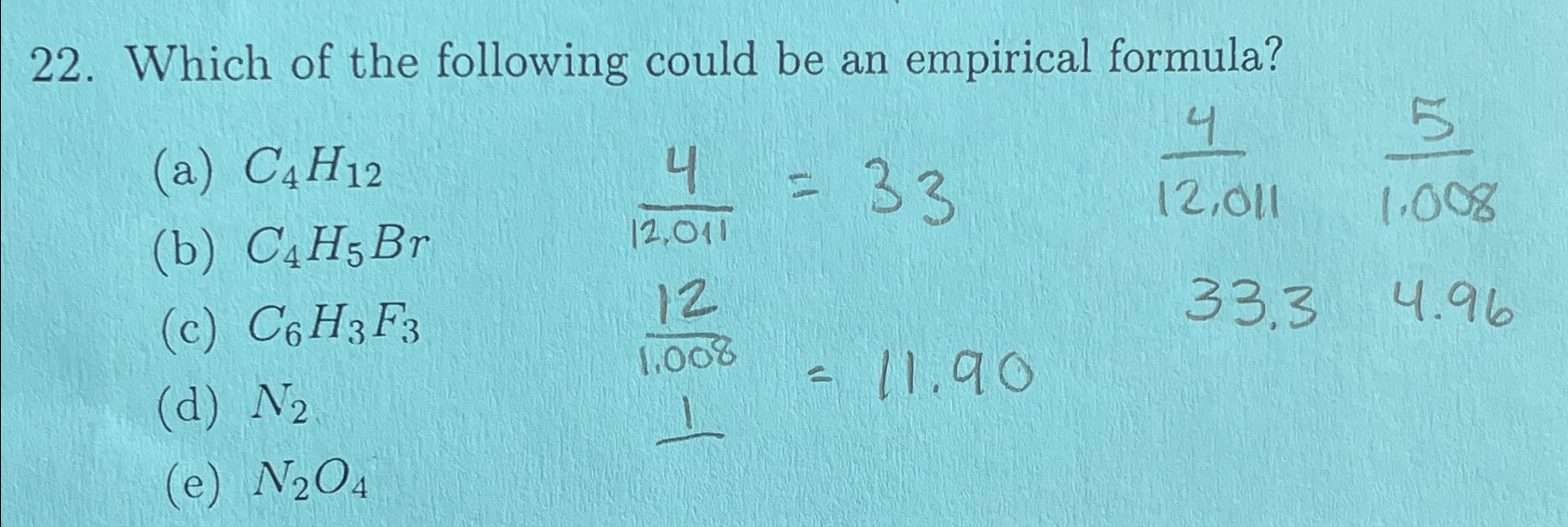 Solved Which of the following could be an empirical | Chegg.com