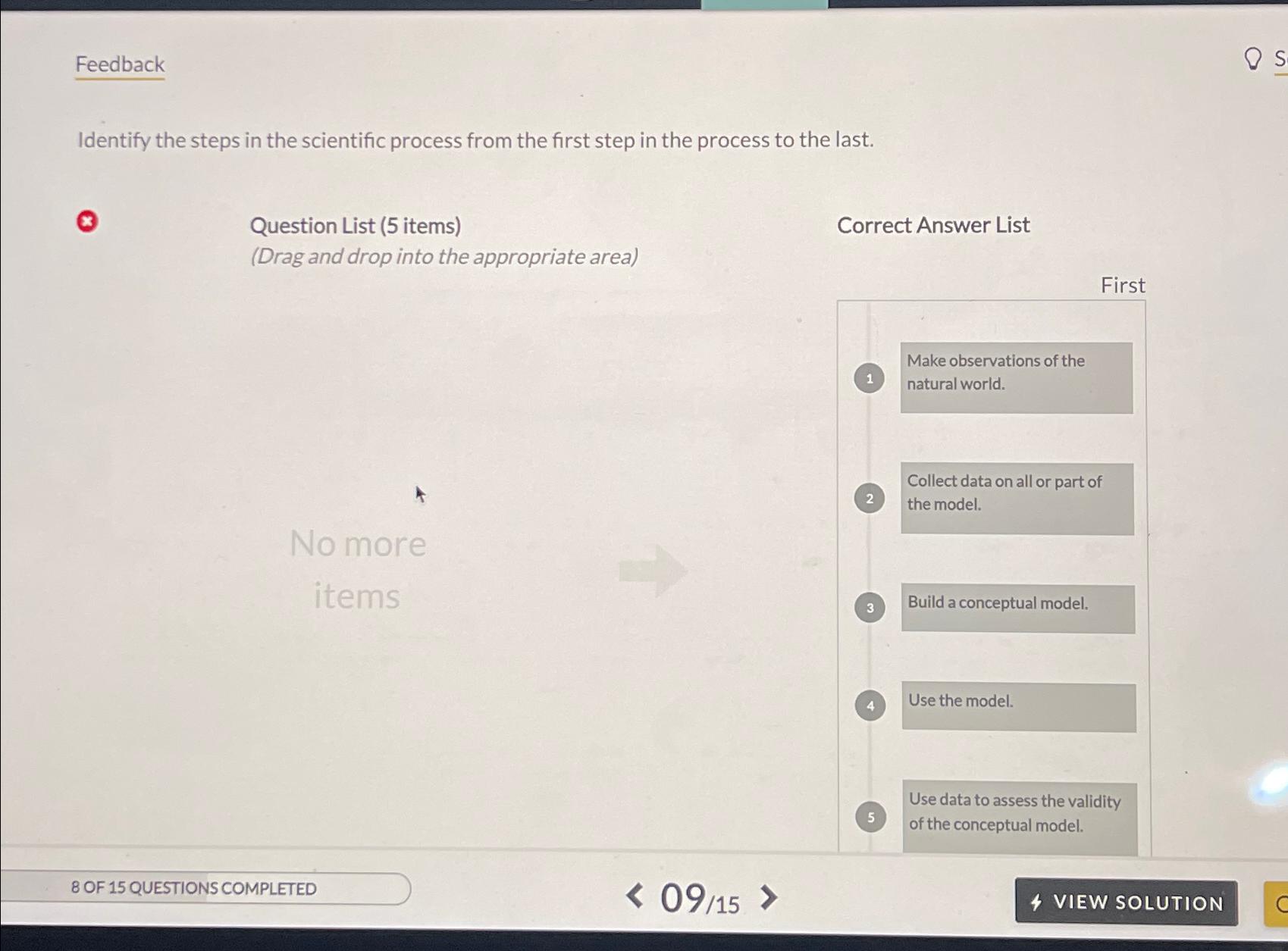 Solved FeedbackIdentify the steps in the scientific process | Chegg.com