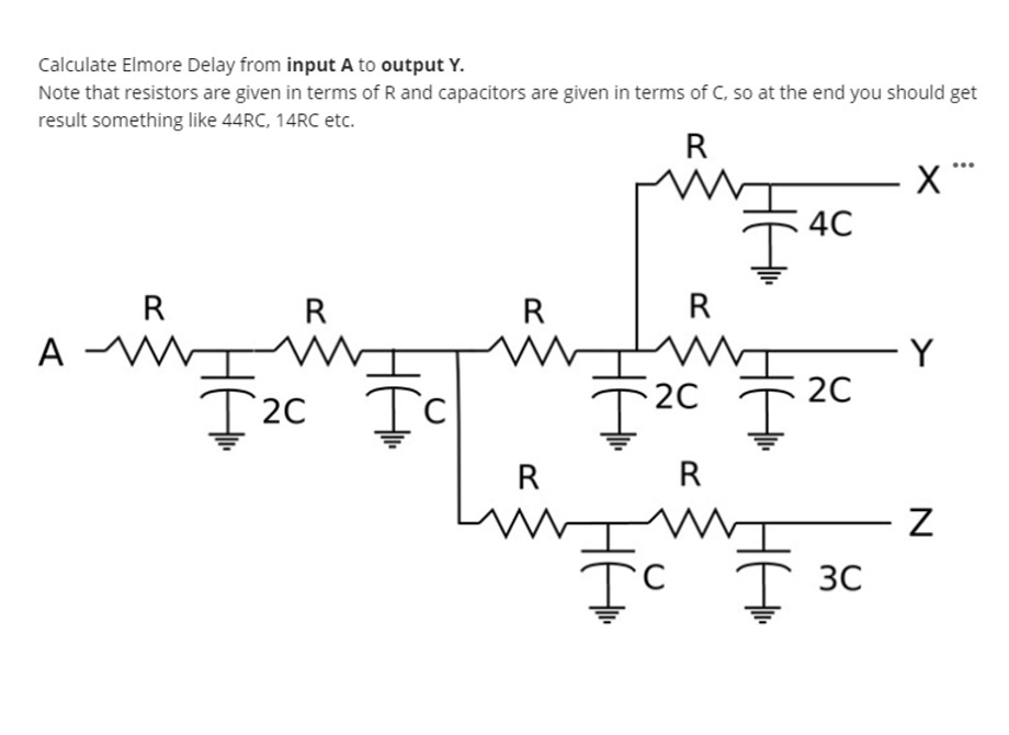 Solved Calculate Elmore Delay From Input A ﻿to Output Ynote 