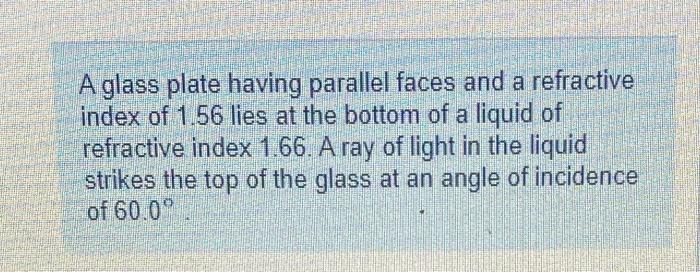 Solved A glass plate having parallel faces and a refractive | Chegg.com