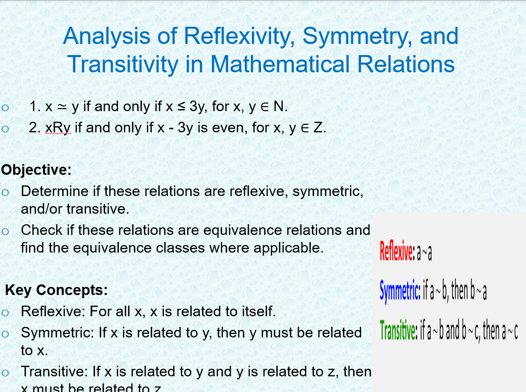 Solved Analysis of Reflexivity, Symmetry, andTransitivity in | Chegg.com