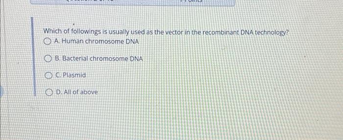 Solved Which of followings is usually used as the vector in | Chegg.com