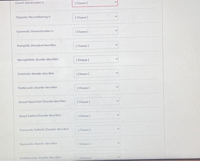 Solved Covert Sensitization is [Choose Orgasmic | Chegg.com