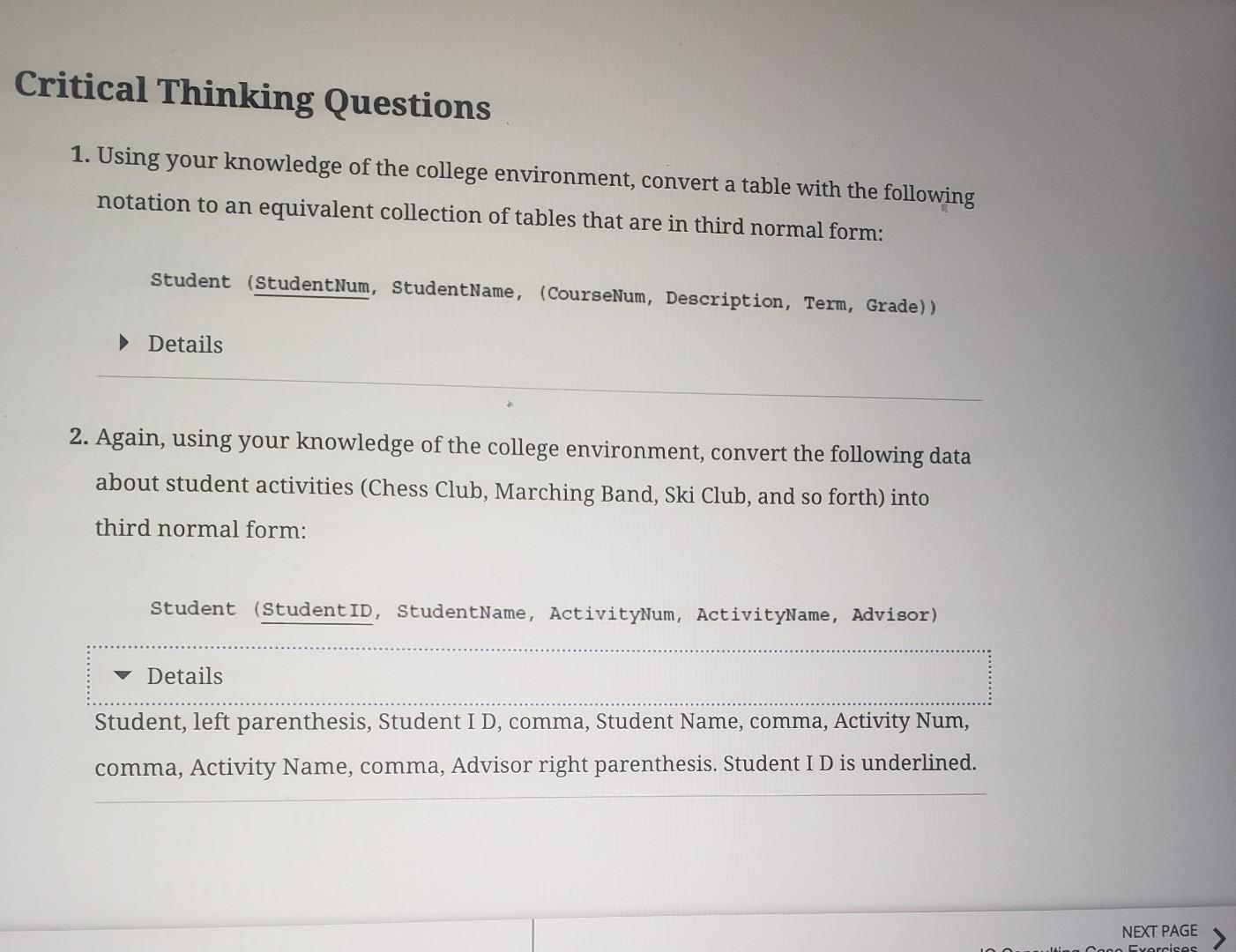 Solved ritical Thinking Questions 1. Using your knowledge of | Chegg.com