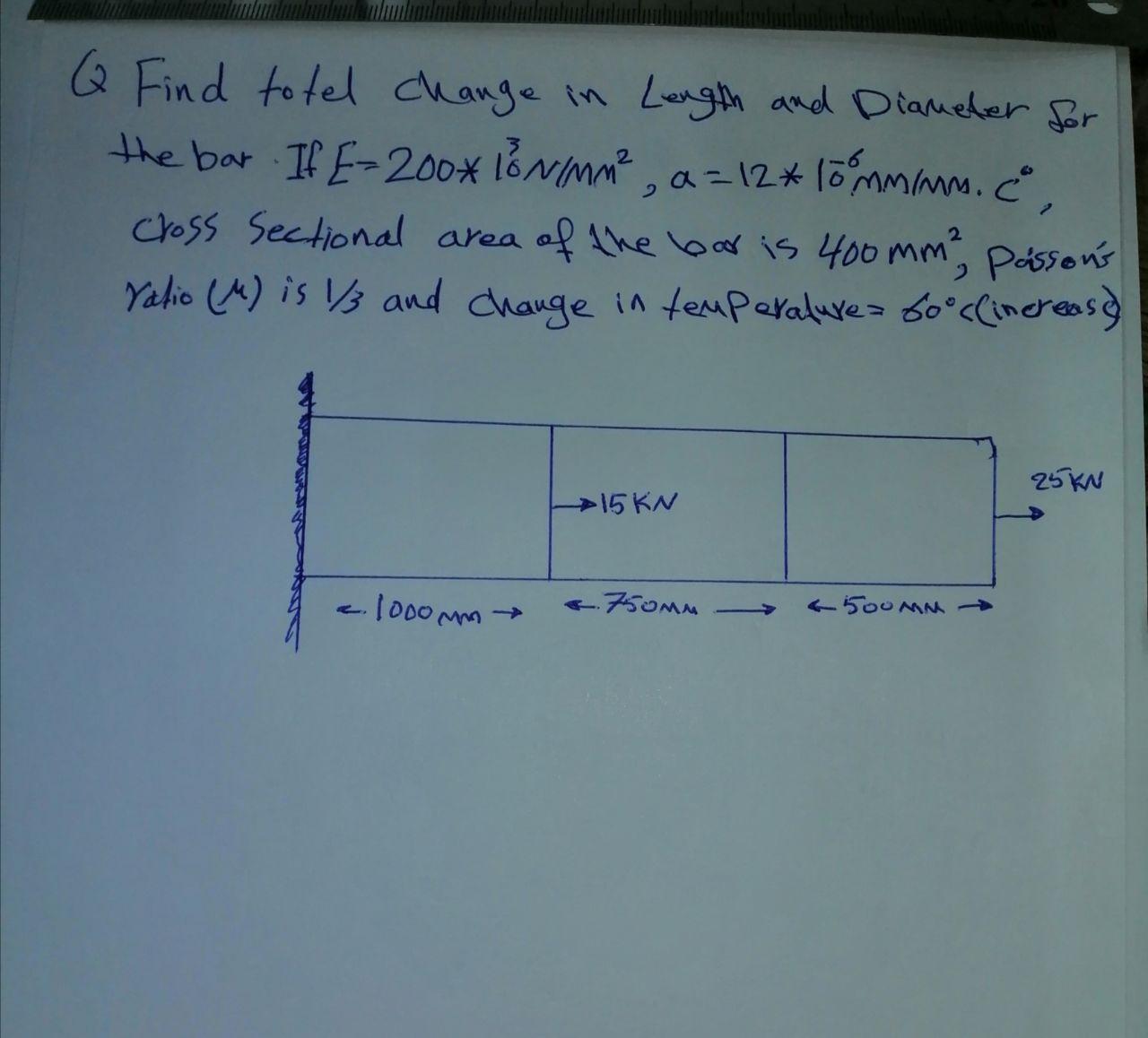Solved Q Find total change in Length and Diameter for the | Chegg.com