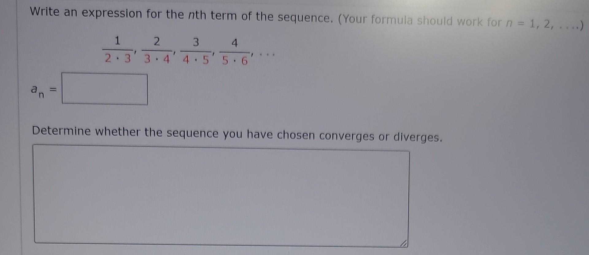Solved Write an expression for the nth term of the sequence. | Chegg.com