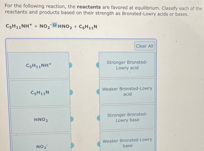 Solved For the following reaction, the reactants are favored | Chegg.com